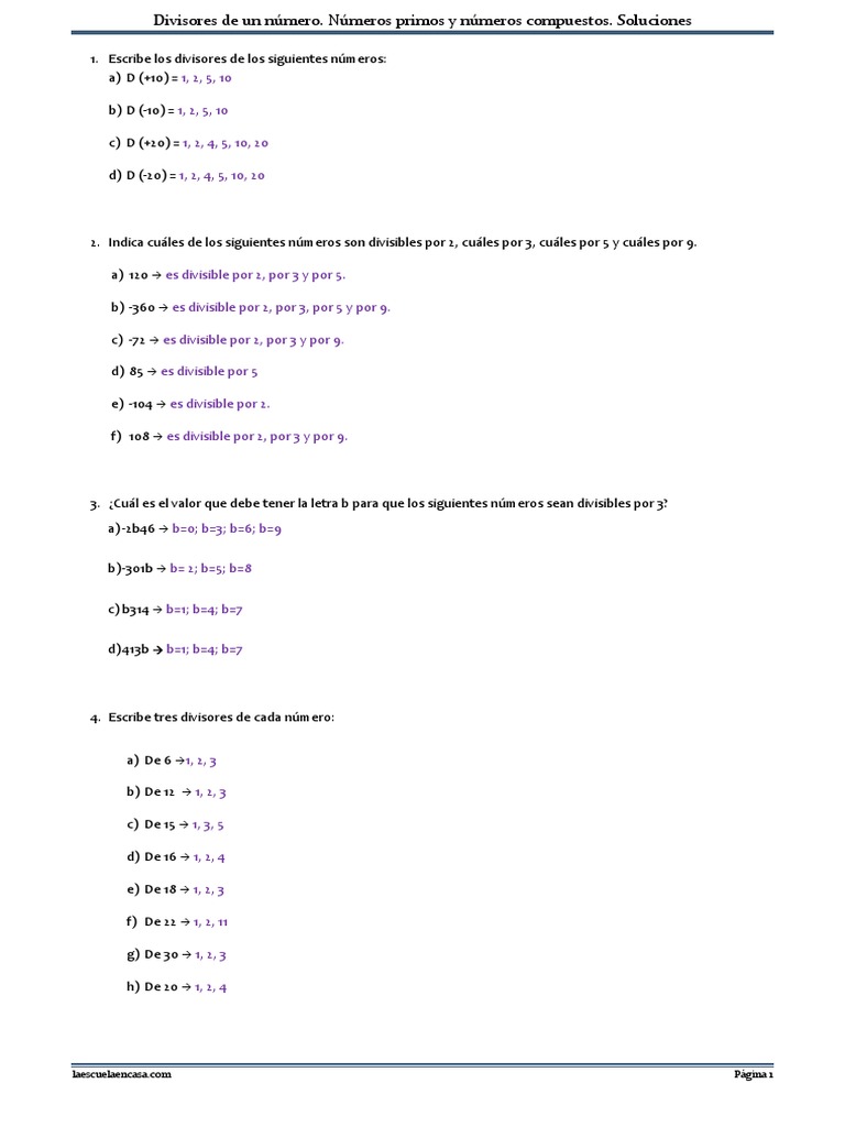 Divicion Numero Primos | PDF | Números | Teoría de los números