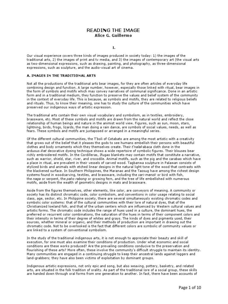 Reading The Image by Alice Guillermo | PDF | Paintings | Semantics