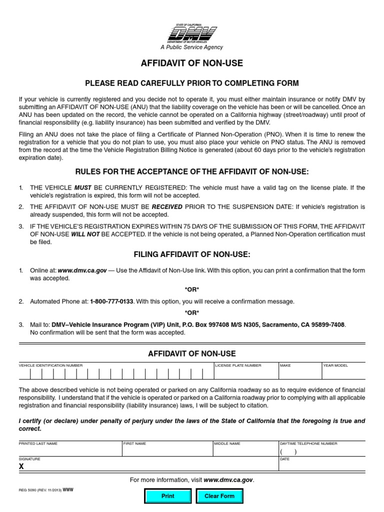 Affidavit of Non-Use: Please Read Carefully Prior To Completing Form | PDF | Department Of Motor ...