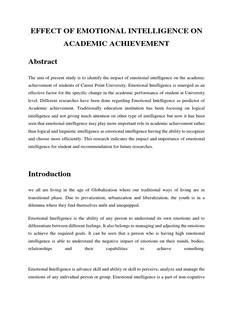 Effect of Emotional Intelligence On Academic Achievement | PDF ...