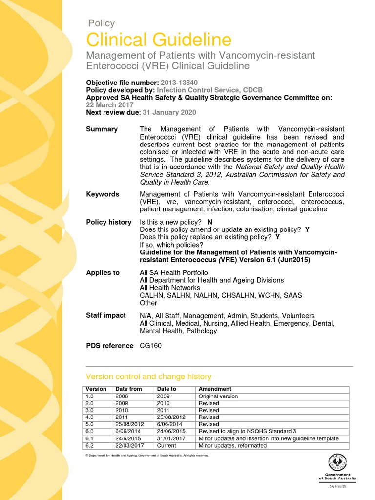 Clinical Guideline: Management of Patients With Vancomycin-Resistant ...