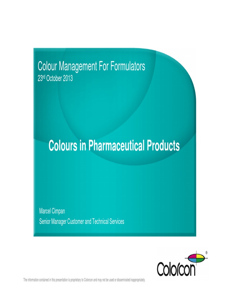 Colour in Pharmaceutical Products | PDF | Pigment | Tablet (Pharmacy)