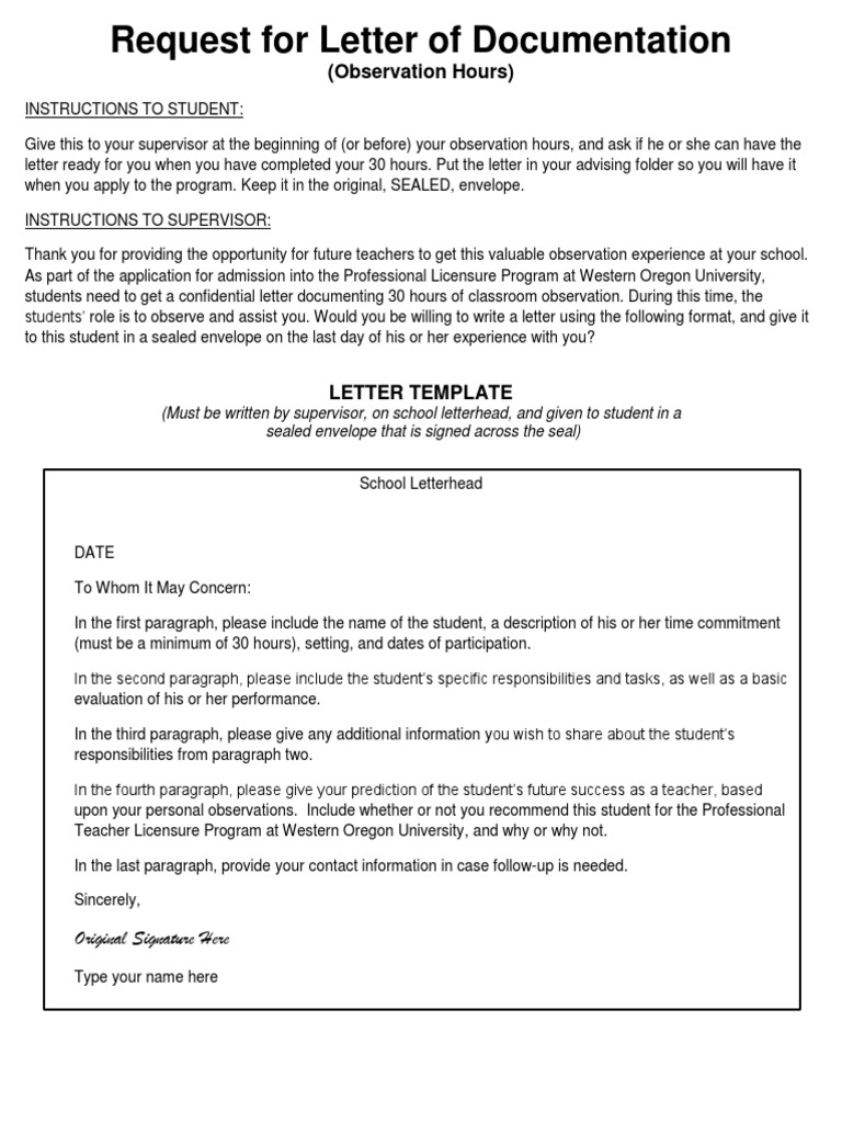Request For Letter of Documentation | PDF