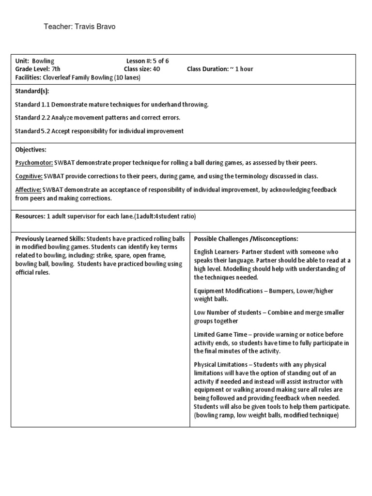 Bowling Field Trip | PDF | Teachers | Epistemology