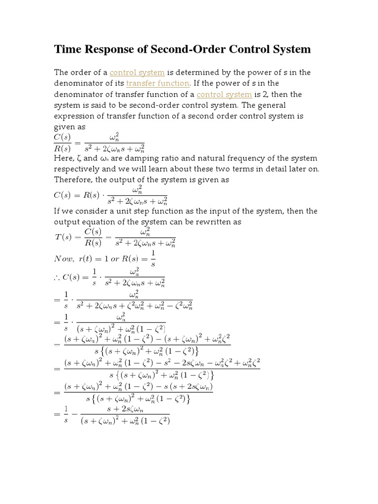 Time Response of Second | PDF | Control Theory | Control System