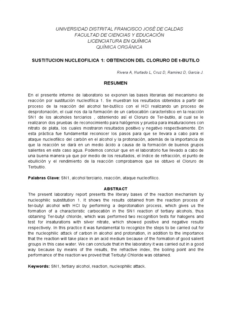 Obtención Del Cloruro de Terbutilo | PDF | Ácido clorhídrico | Química ...