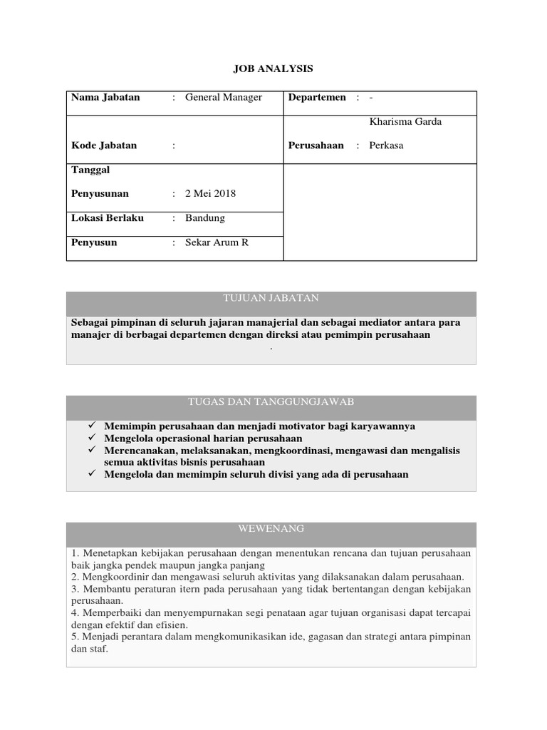 Jobdesk GM, Direktur Utama, GNRL Affairs | PDF | Karier & Perkembangan