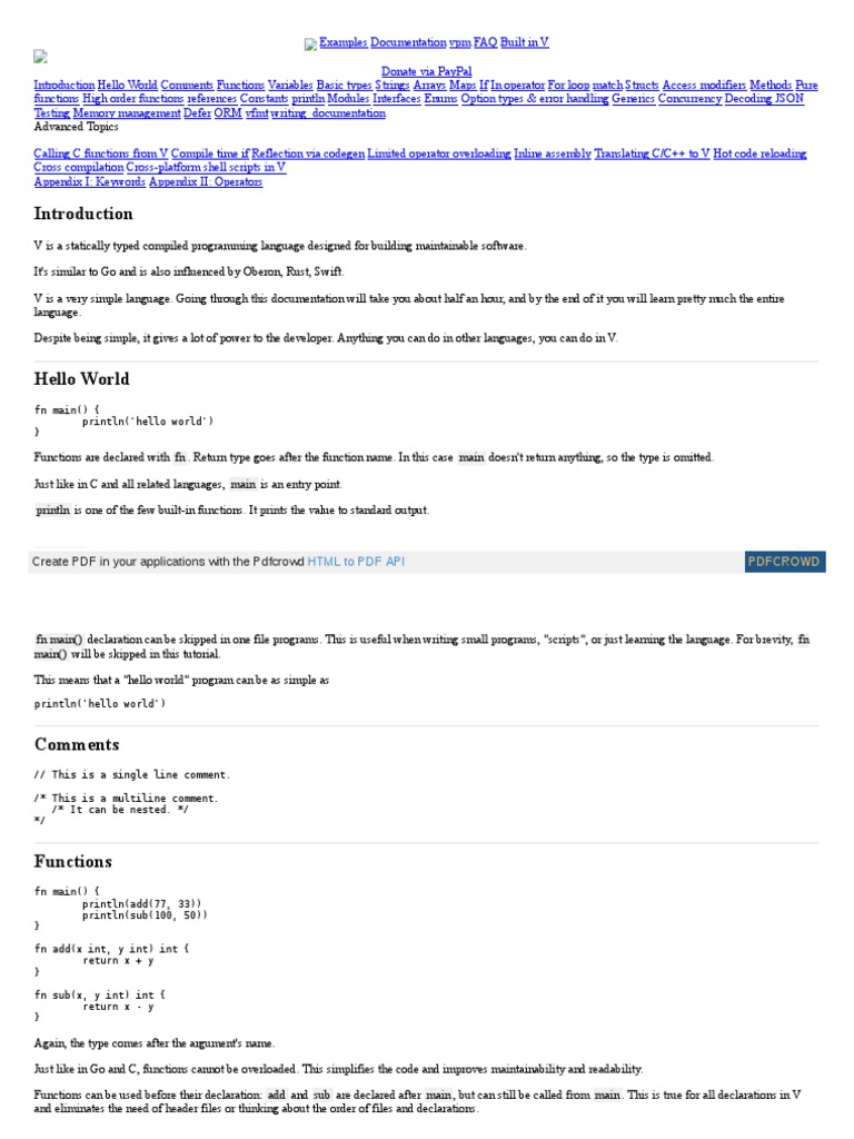 V Programming Language Pdf String Computer Science C Programming Language