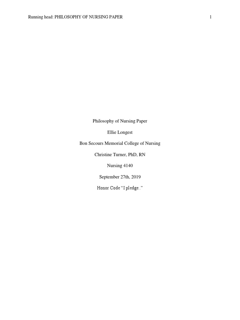 Philosophy of Nursing Paper | PDF | Nursing | Patient