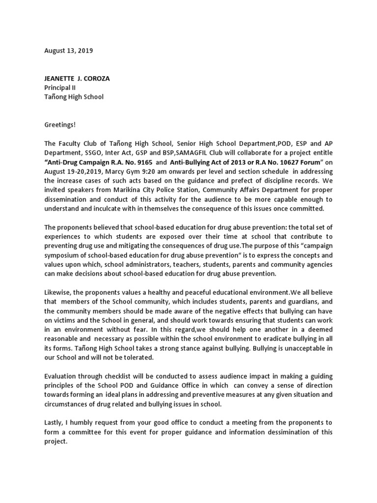 Anti-Bullying and Drug Campaign Forum | PDF | Bullying | Substance Abuse