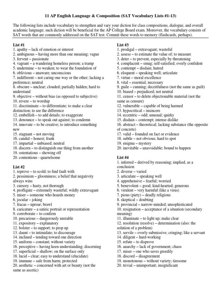 AP Vocabulary Lists | PDF | Psychological Concepts | Psychology