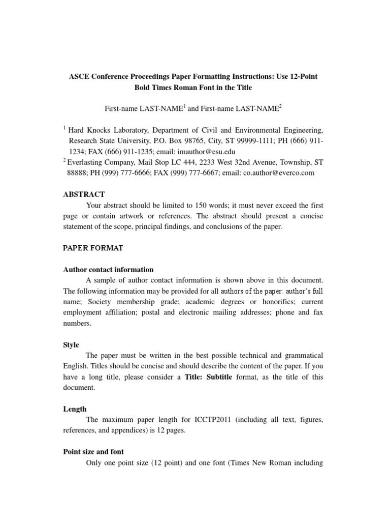 ASCE Conference ProceedingsPaper - Formatting Instructions | PDF ...