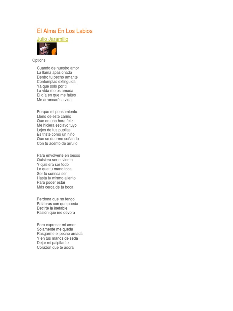 Alma en Los Labios Letra | PDF | Artes del Lenguaje y Comunicación | Poesía