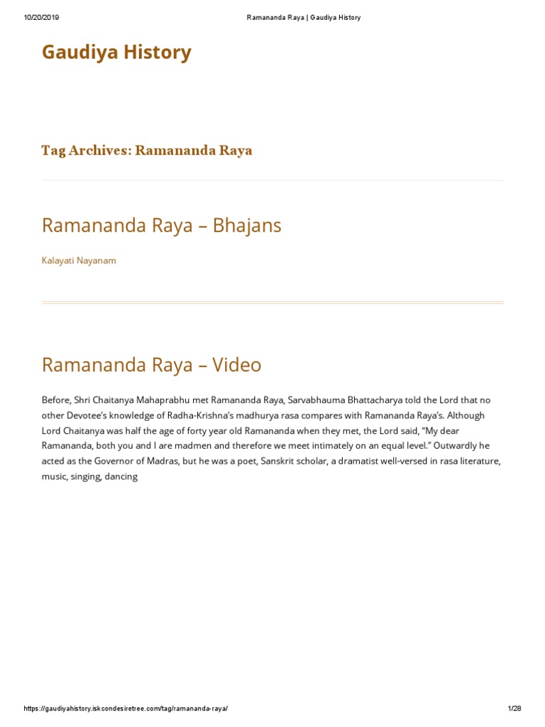 Ramananda Raya - Gaudiya History | Download Free PDF | Bhakti | Vaishnavism