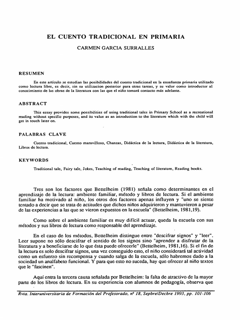 Cuentos Tradicionales en Primaria | PDF | Cuentos | Educación avanzada