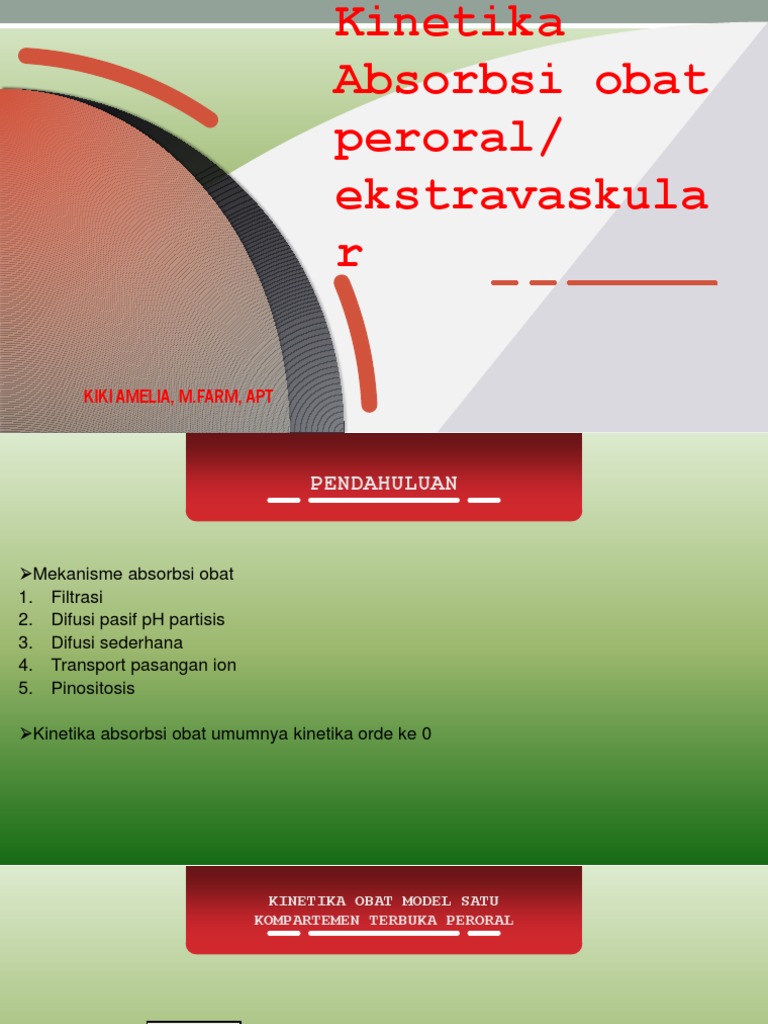 Farmakokinetika Absorbsi Obat Peroral/ Ekstravaskular | PDF