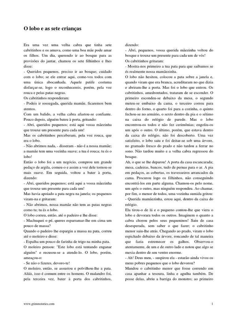 A velha cabra e os sete cabritinhos: como a mãe salvou os filhos do ...