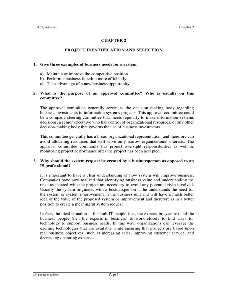 Project Identification & Selection | PDF | Feasibility Study | Return ...