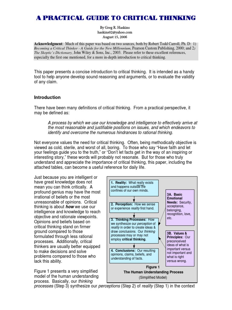 A Practical Guide To Critical Thinking | PDF | Argument | Critical Thinking