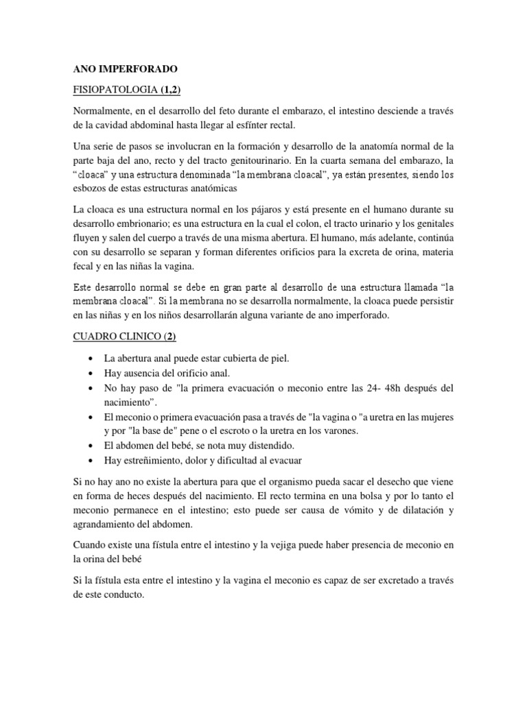 Ano Imperforado | PDF | Heces | Vagina