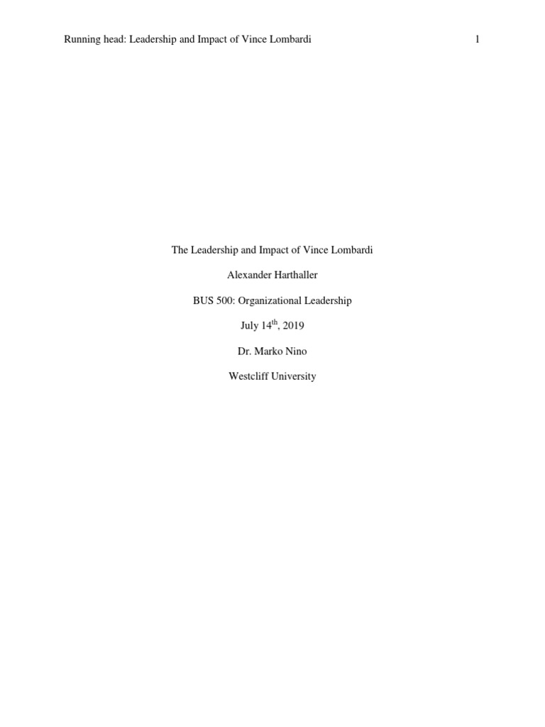Lombardi's Leadership Legacy and Style | PDF | Vince Lombardi | Leadership