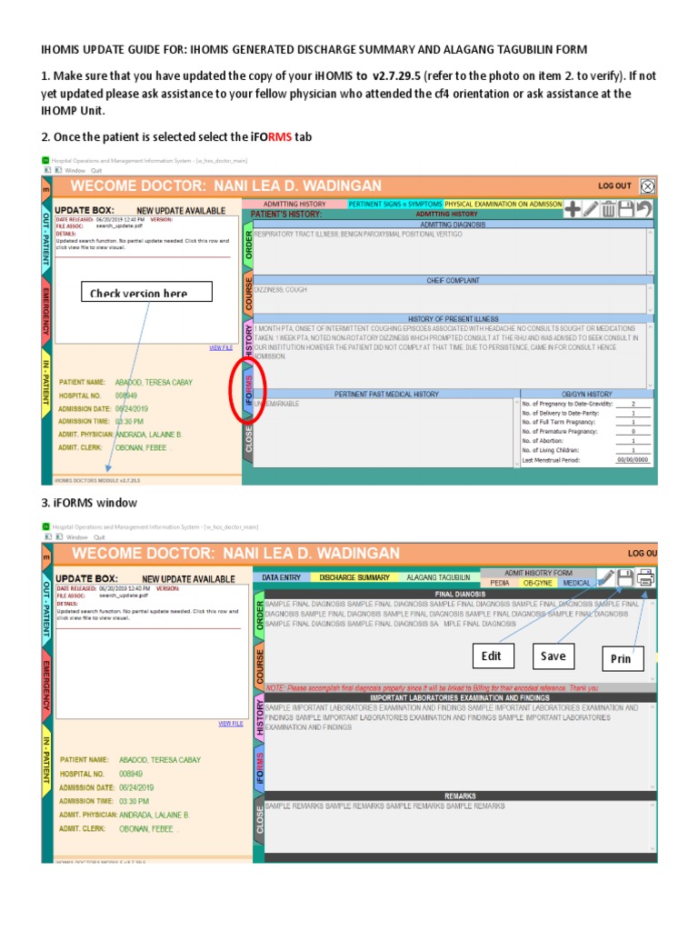 Ihomis Update Guide For | PDF