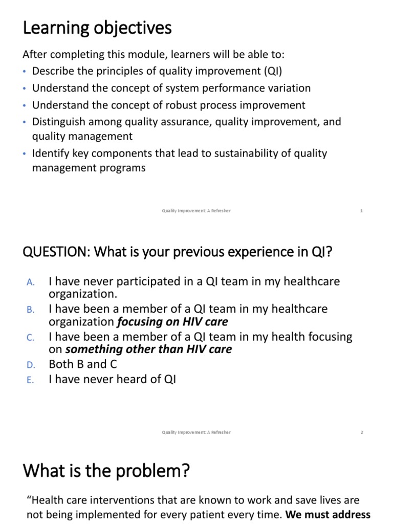 Basic Concepts and Principles of QI | PDF | Quality Management | System