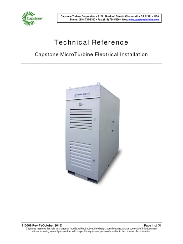 Capstone MicroTurbine Electrical Guide | PDF | Transformer | Electrical ...