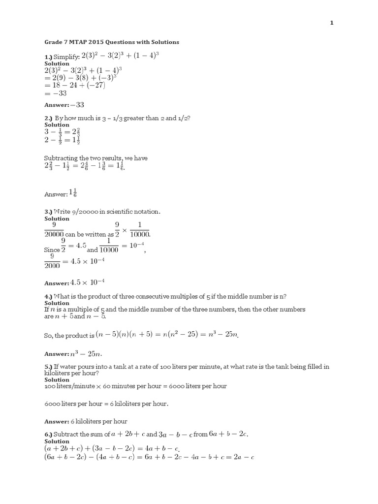Mtap Reviewer | PDF | Division (Mathematics) | Abstract Algebra