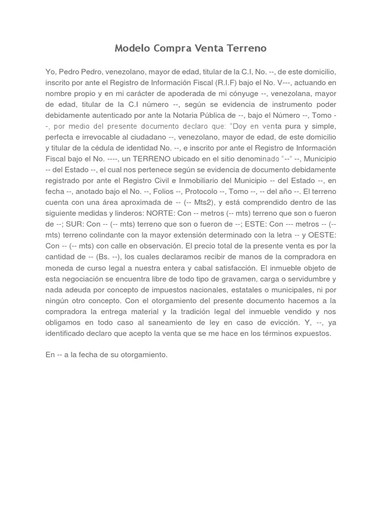 Modelo Compra Venta Terreno | PDF