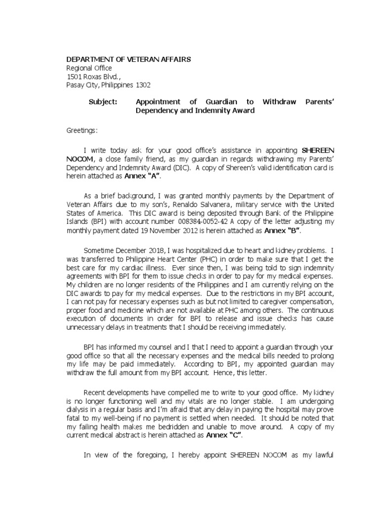 Letter of Appointment of Guardian | Download Free PDF | Health Care ...