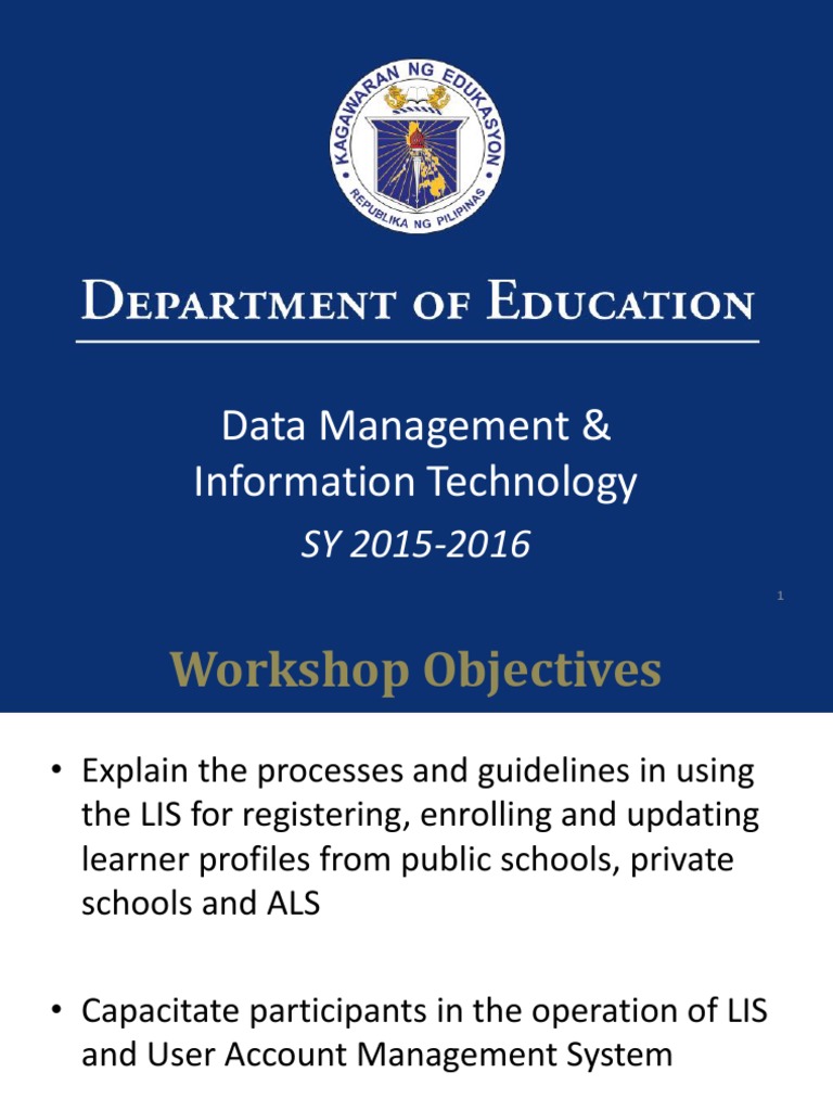 LIS Workshop for Data Management 2015 | PDF | Information | Computing