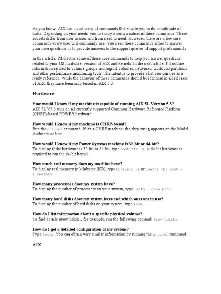 Aix Commands Pdf 64 Bit Computing File System 
