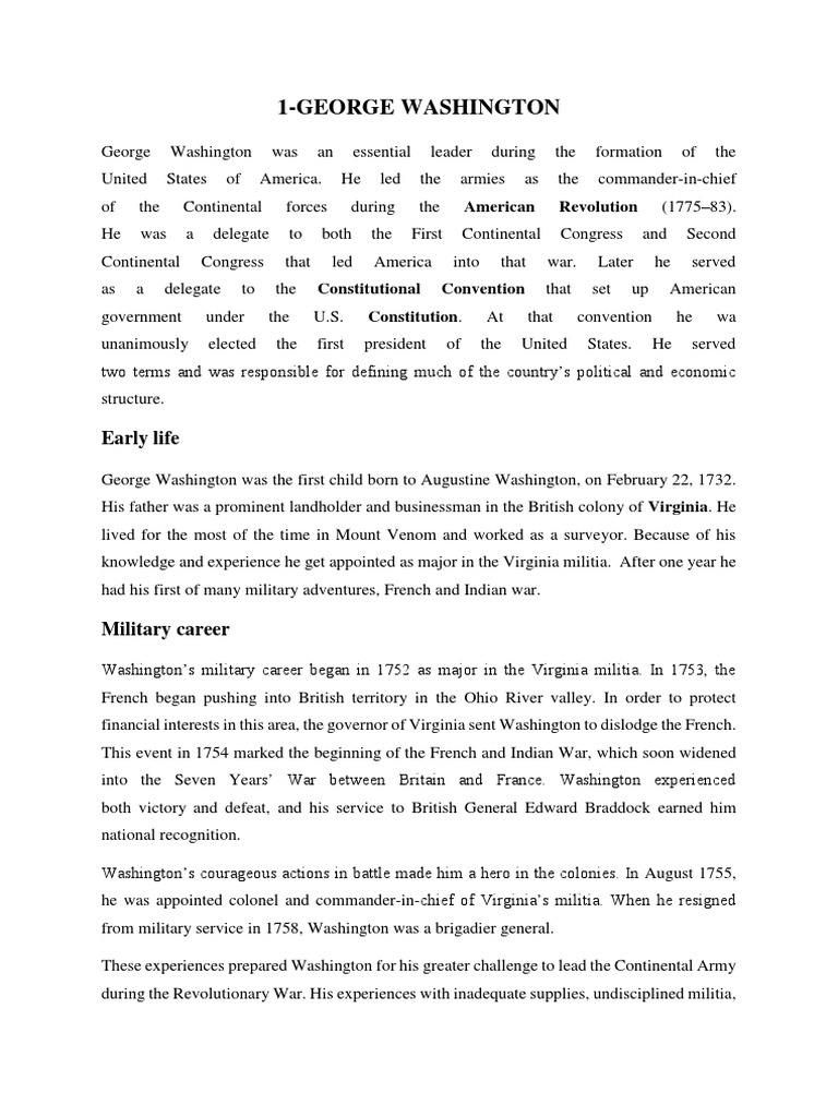 1-George Washington: Early Life | PDF | George Washington | Thirteen ...