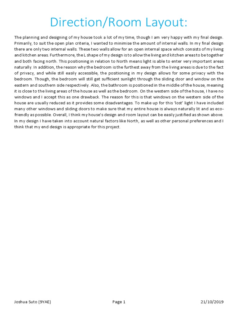 Direction - Room Layout Justification | PDF