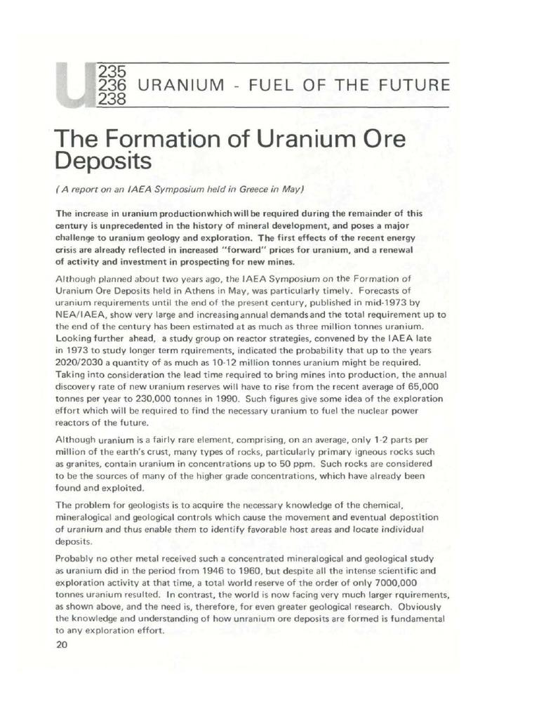 The Formation of Uranium Ore Deposits | PDF | Uranium | Nuclear Power