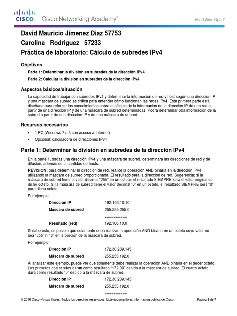 8.1.4.6 Lab - Calculating IPv4 Subnets | PDF | Dirección IP ... 8.1.4.6 Lab - Calculating IPv4 Subnets | PDF | Dirección IP ...