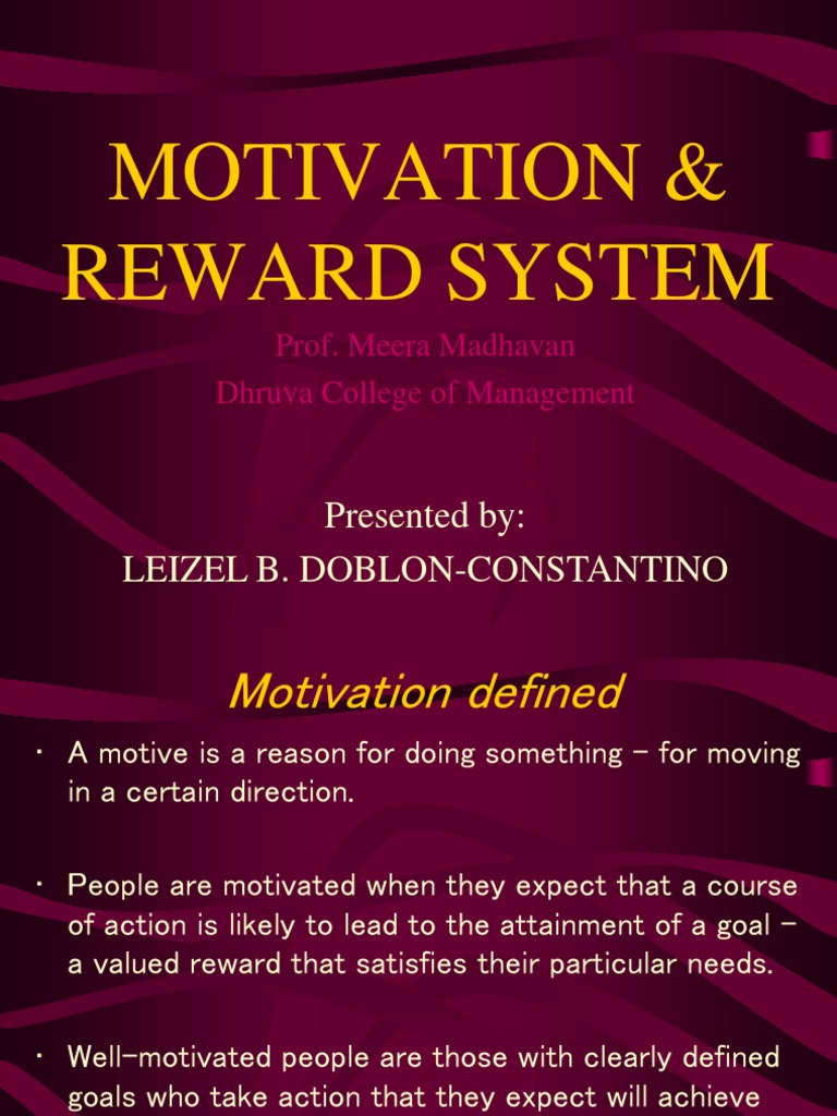 Motivation & Reward System | PDF | Motivation | Motivational