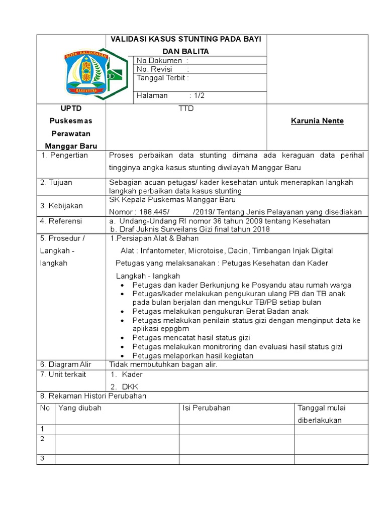 SOP Validasi Data Kasus Stunting | PDF