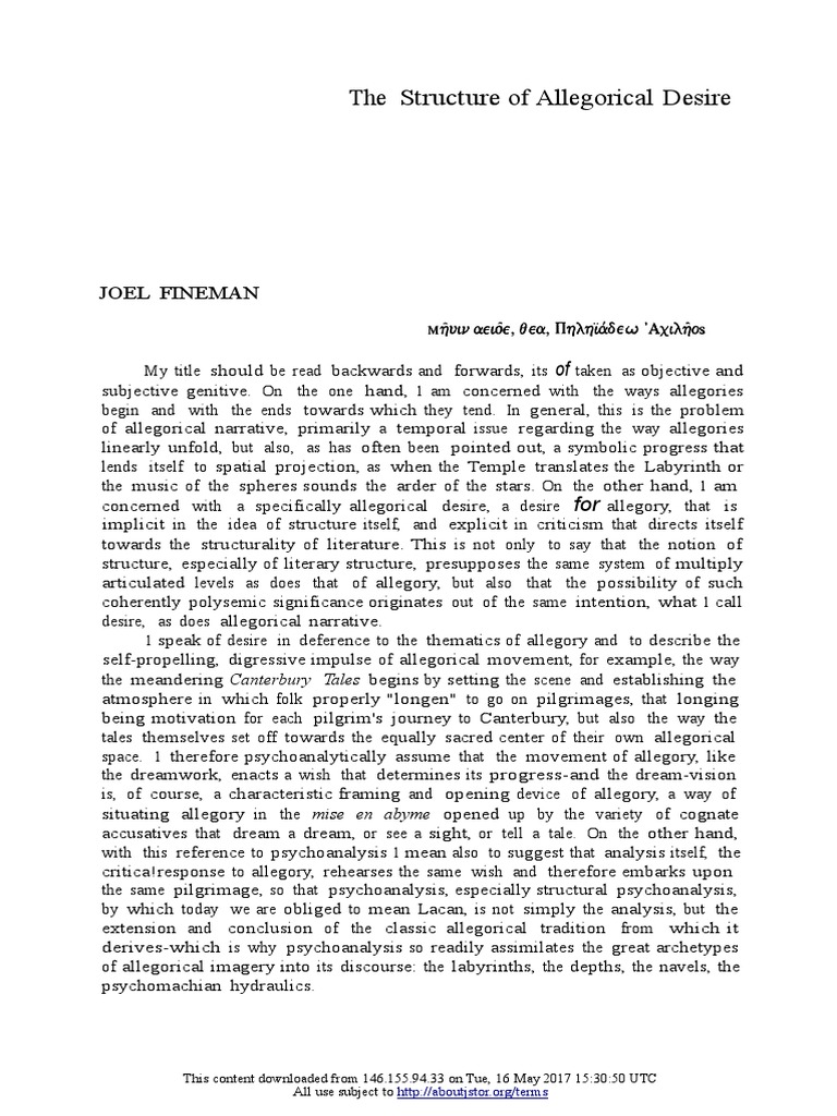 Structure of Desire Allegorical | PDF | Allegory | Semiotics