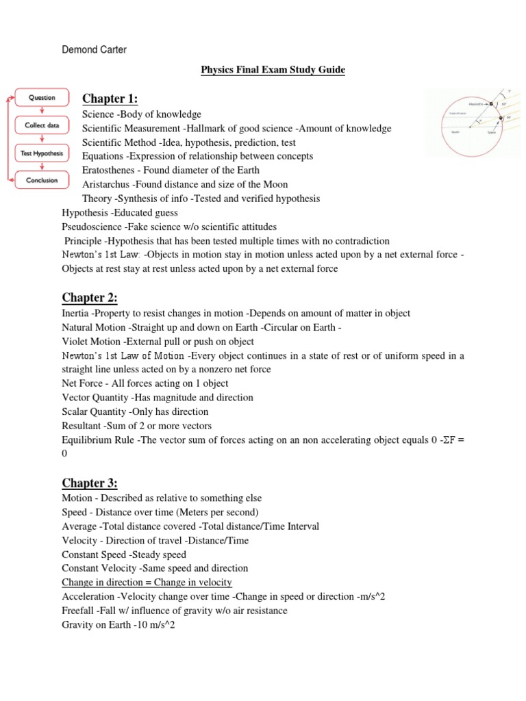 Physics Final Exam Study Guide: Demond Carter | PDF | Gravity | Force