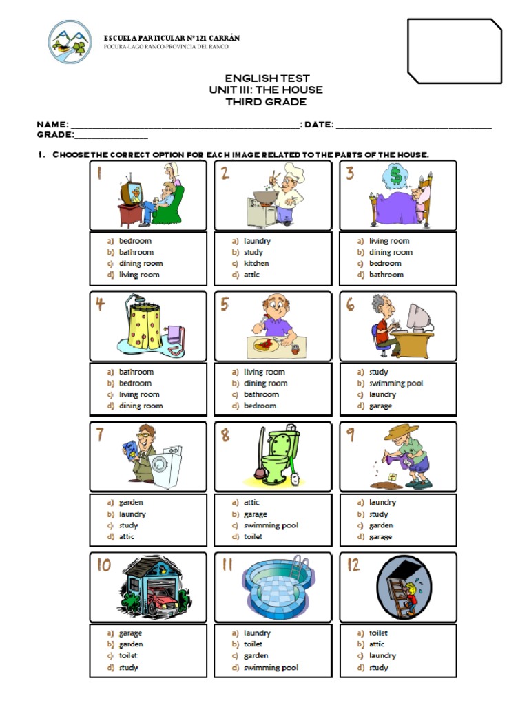 English Test Unit 3 Third Grade | PDF