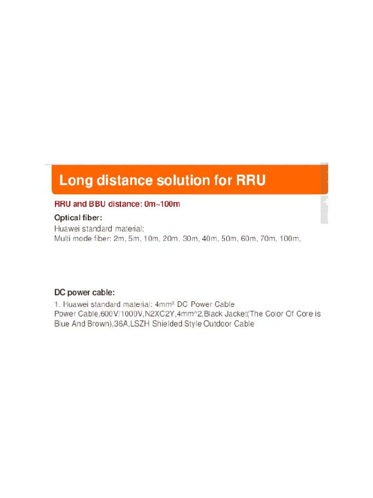 Huawei DC Cable Length Table and OCB | PDF