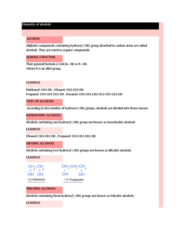 Chemistry of Alcohols | PDF