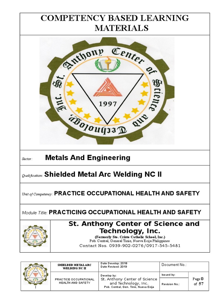 CBLM Basic 4. Practice Occupational Health and Safety | Download Free PDF | Personal Protective ...