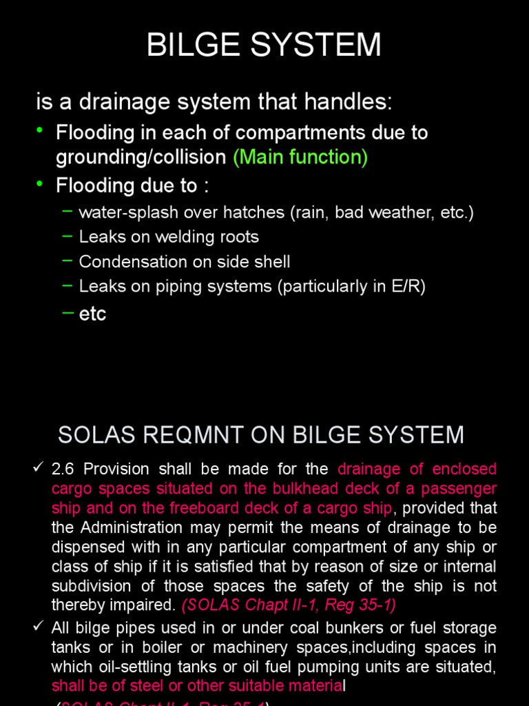 Bilge System: Is A Drainage System That Handles | PDF | Pump | Valve