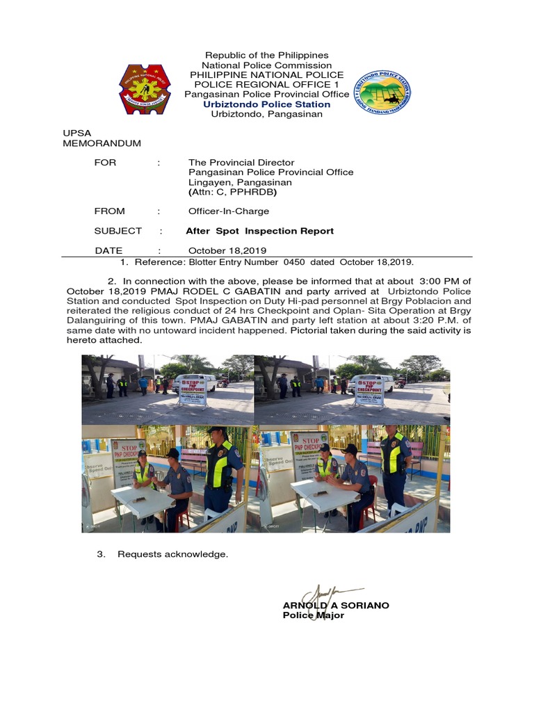 After Spot Inspection Report | PDF