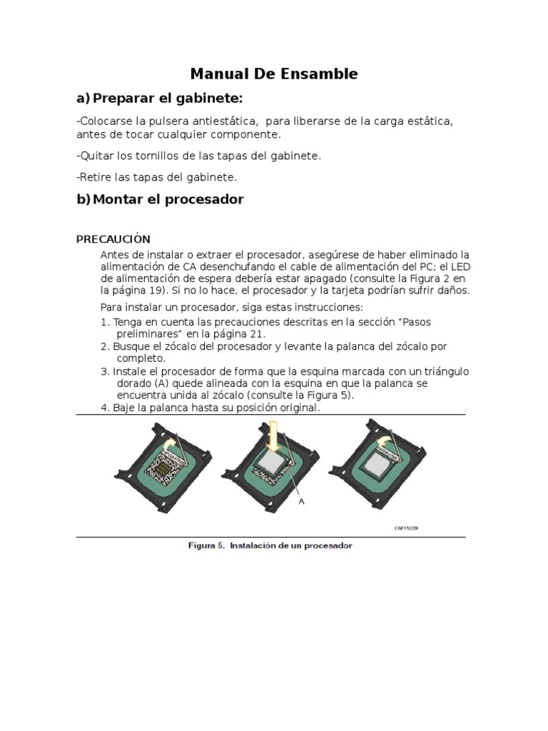 Manual de Ensamble | PDF | Disco duro | Unidad Central de procesamiento