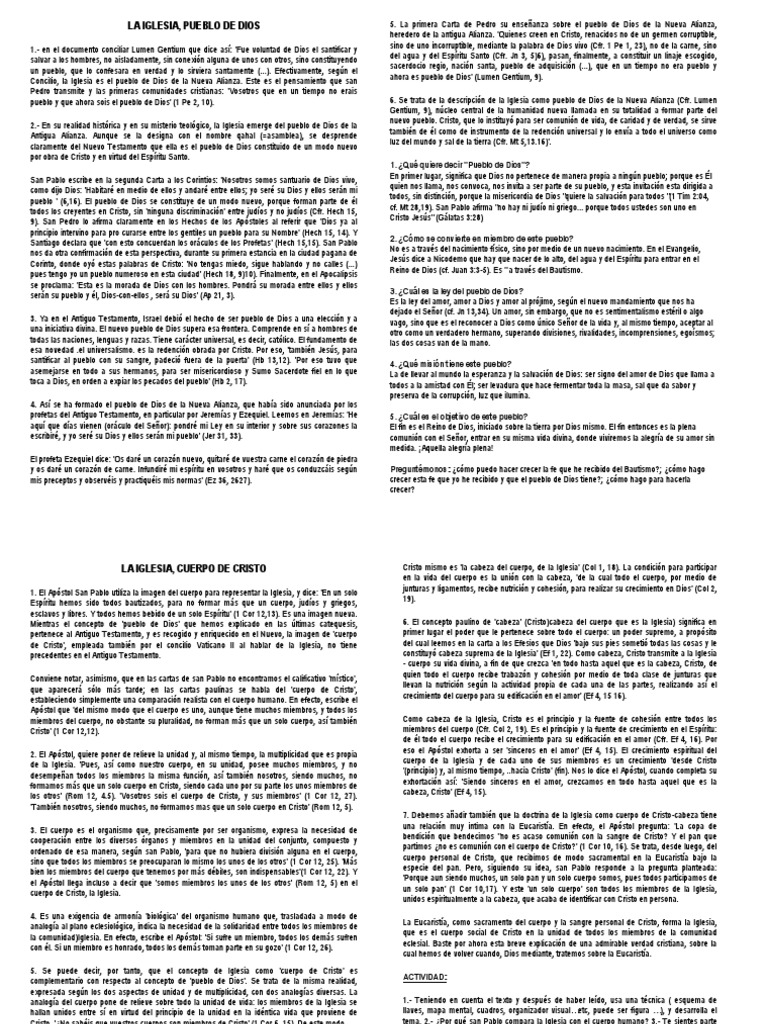 LA IGLESIA, Pueblo de Dios | PDF | eucaristía | Cristo (título)