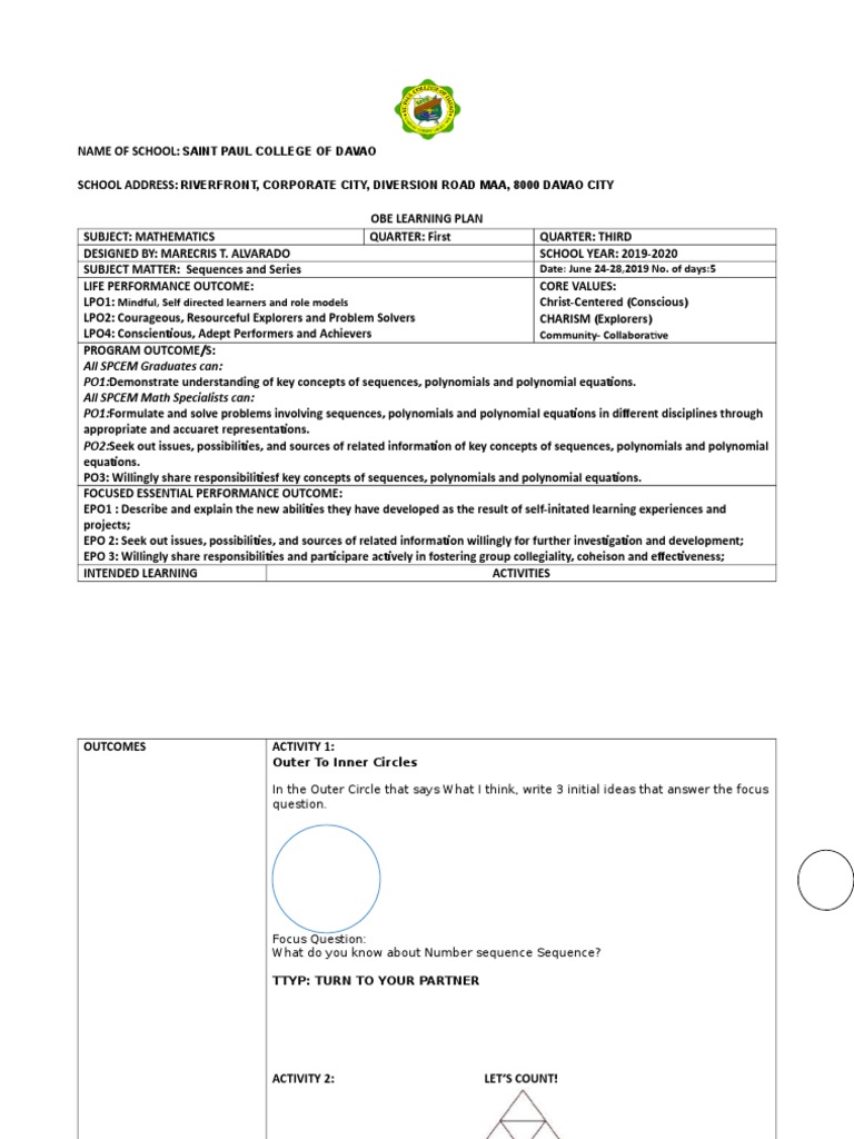 LP G10 Math | PDF | Summation | Teaching Mathematics